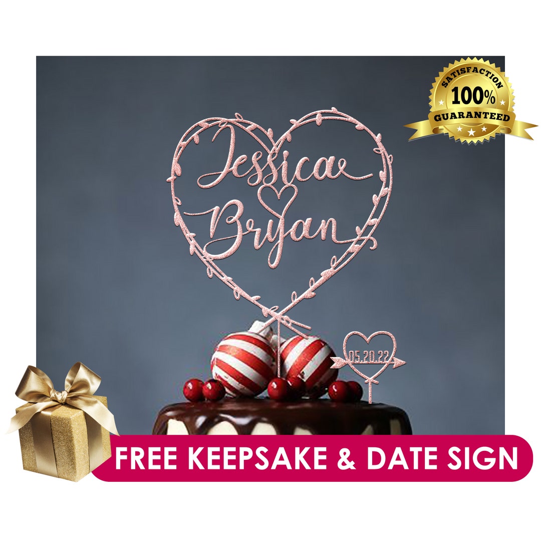 Couples' Name Rose Gold Cake Toppers for Wedding - God Bless Cake ...