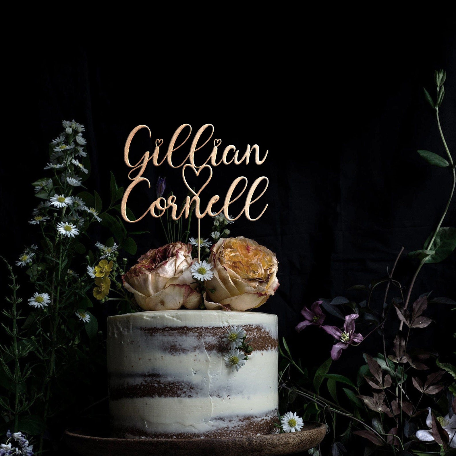 Couples' Name Cake Toppers - Rustic Wedding - Wood Made Topper ...