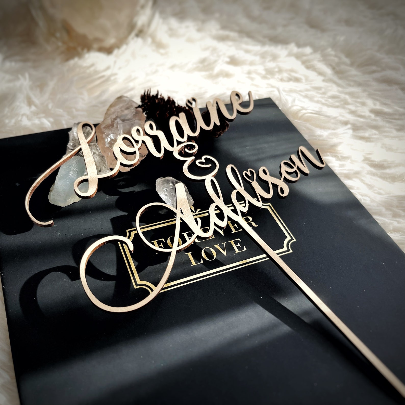 Silver Couples' Name Cake Toppers for Wedding Wood Made - Etsy