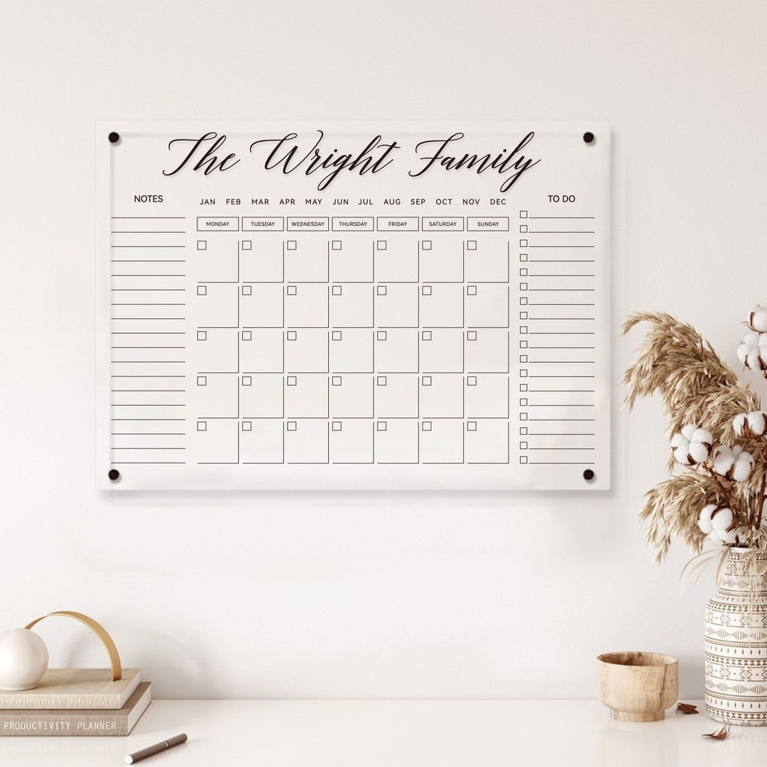 Custom Monthly Calendar for Wall - Dry Erase Wall 2023 Calendar ...