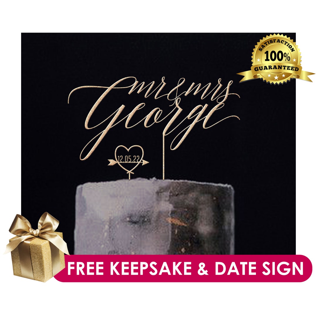 Cake Topper for Weddings - Custom Cake Topper - Gold Cake Topper ...