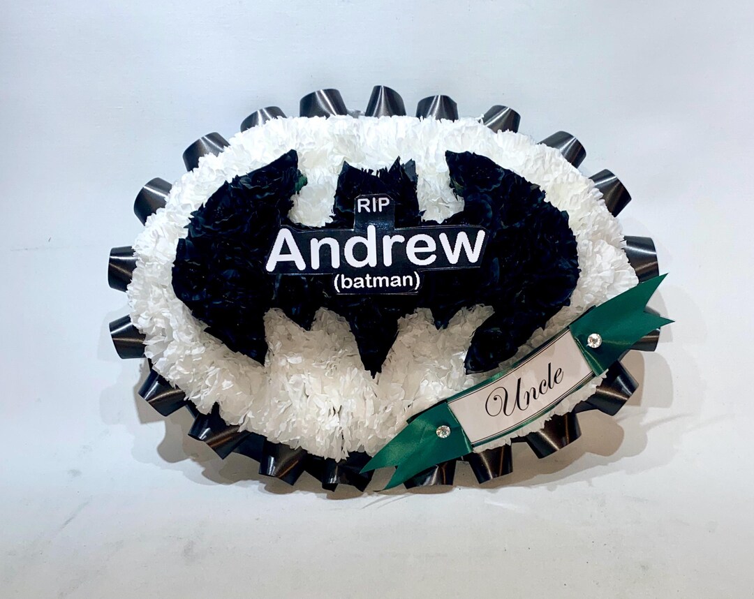 SUPERHERO FLOWER ARRANGEMENT Batman Heroes Logo Artificial Tribute ...