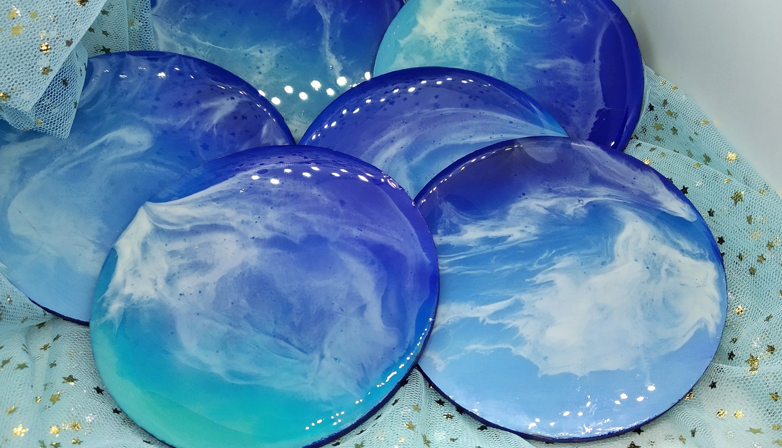 Set of 6 Resin Coasters Beach Coaster, Ocean Wave Art, Ocean Coaster ...