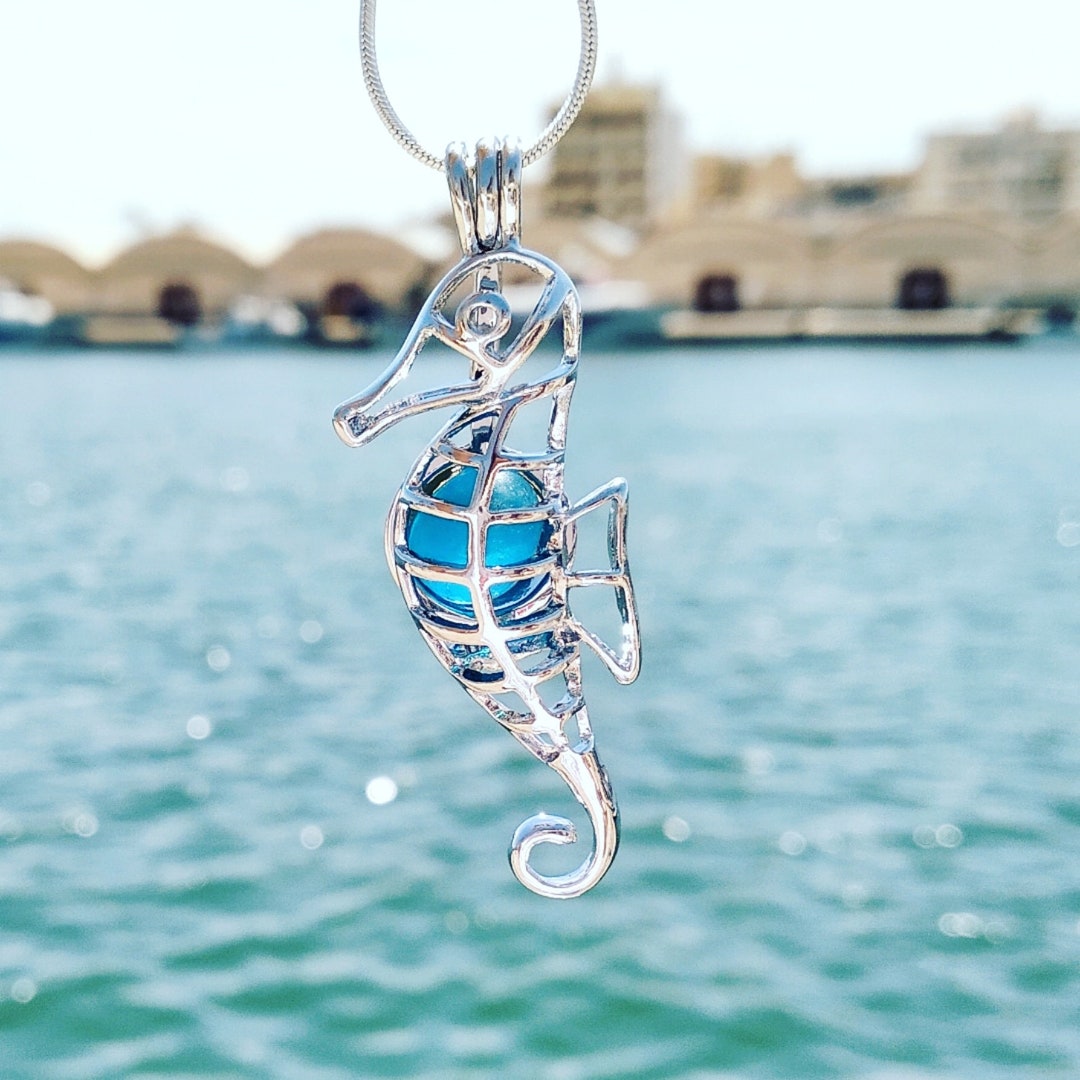 Seahorse Pendant, Animal Jewel, Sea Glass Necklace, Seaglass Jewelry ...