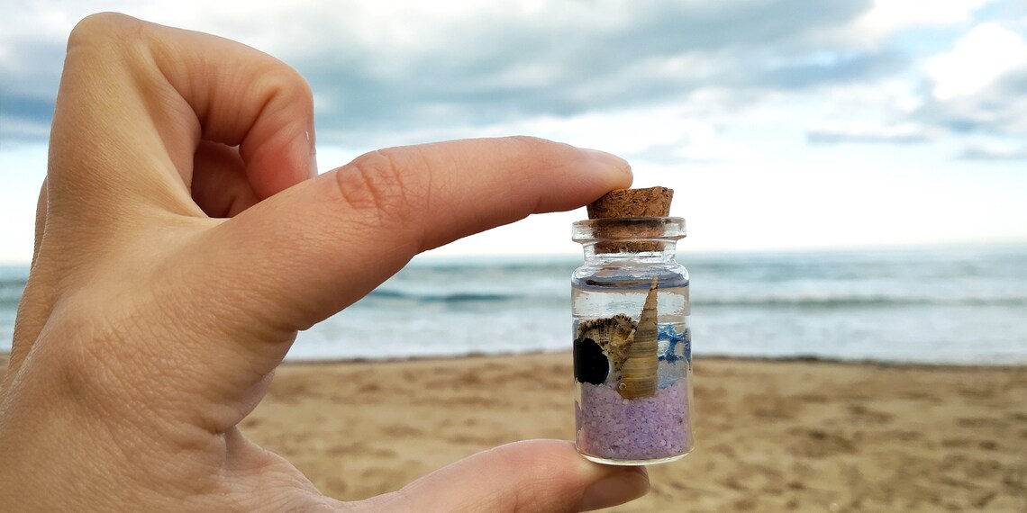 Little Beach Magnet in a Jar Ocean Bottle Shells and - Etsy