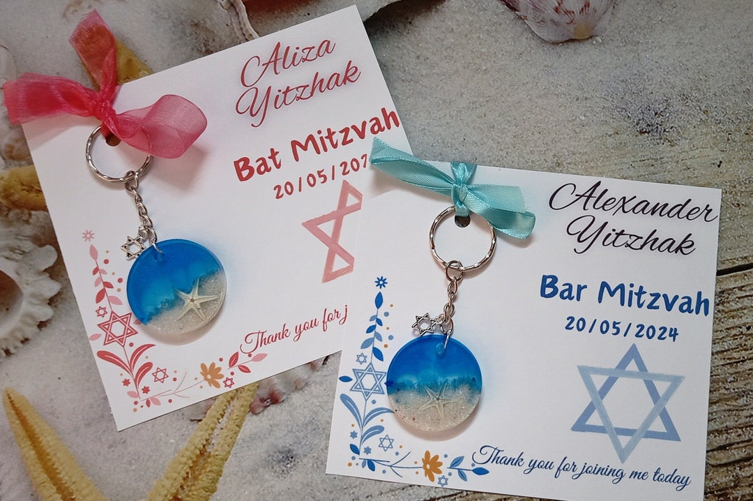 Personalized Bar or Bat Mitzvah Party Favors, Ocean Keychains, Guests ...