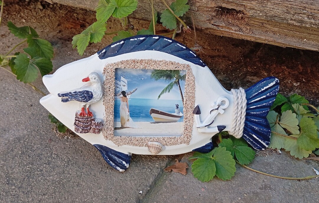 Fish Photo Frame, Beach Picture Frame, Sailing Boat Ornament, Nautical ...