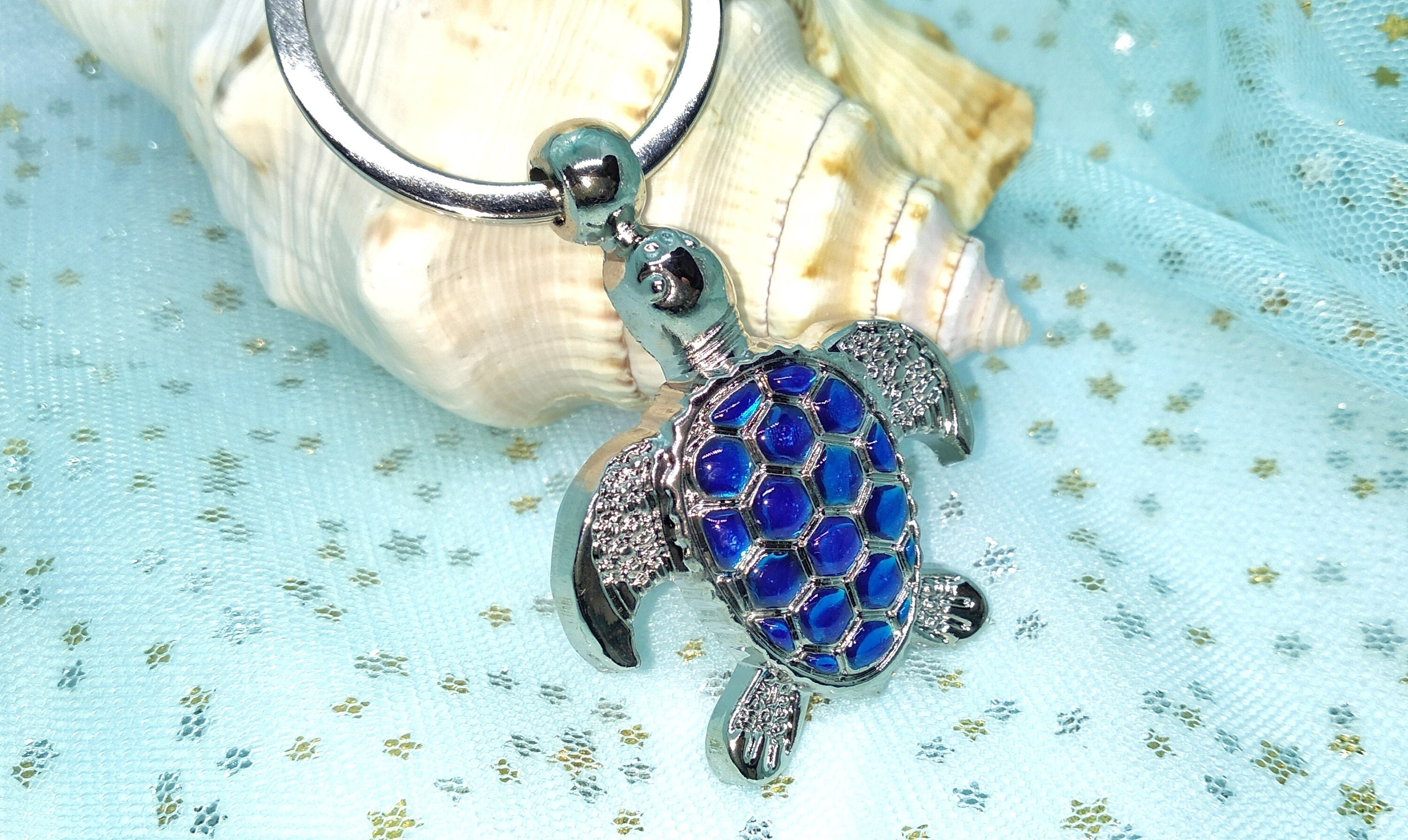 Keychain Silver turtle gift Turtle Key ring Sea Turtle | Etsy