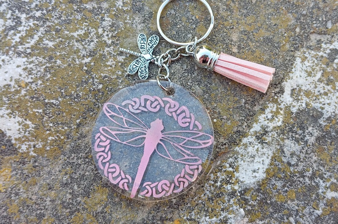 Holographic Celtic Dragonfly Keychain, Scottish Keyring, Highlands Gift ...