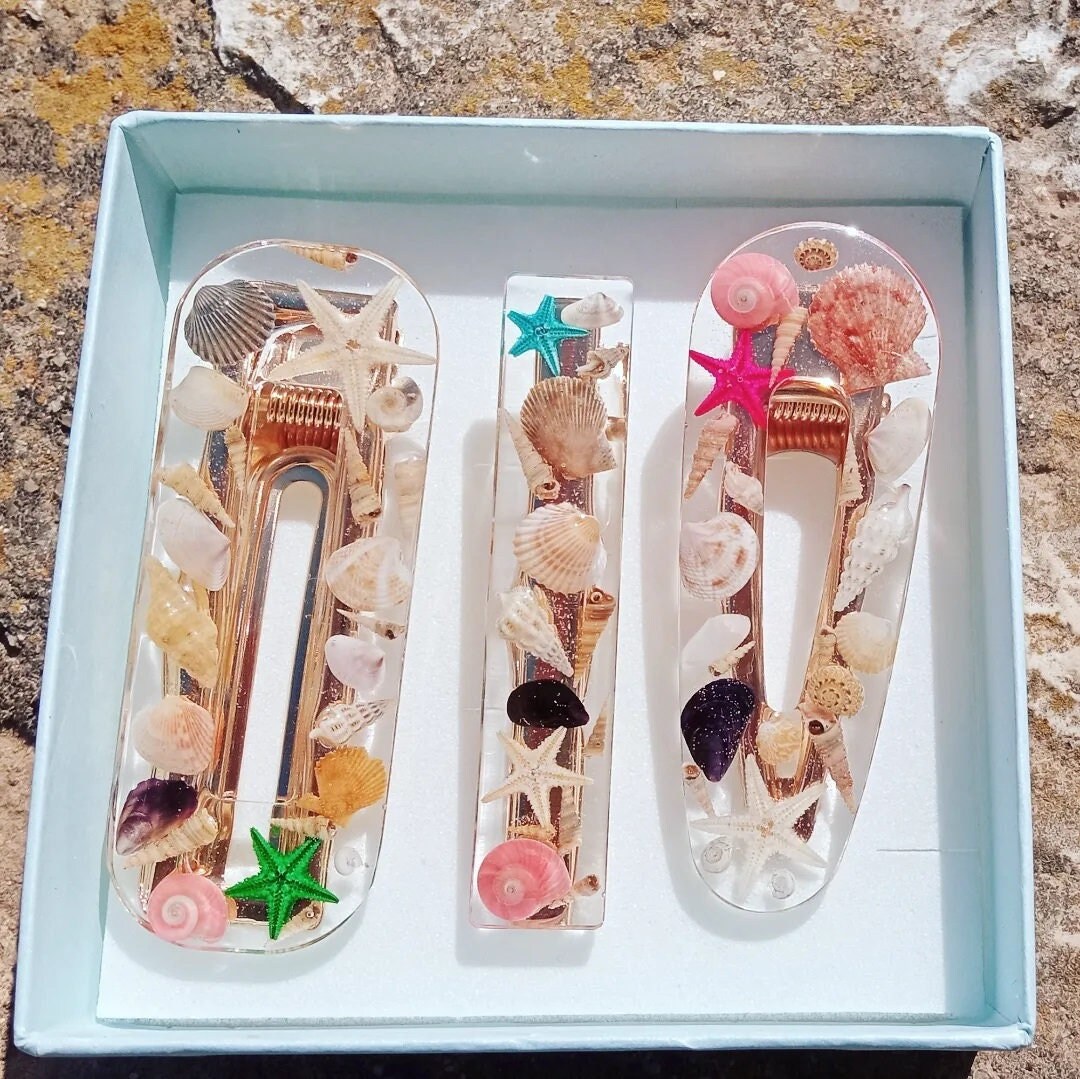 Starfish Hair Pins, Shell Hair Clip, Set of 3, Hair Barrette, Resin ...