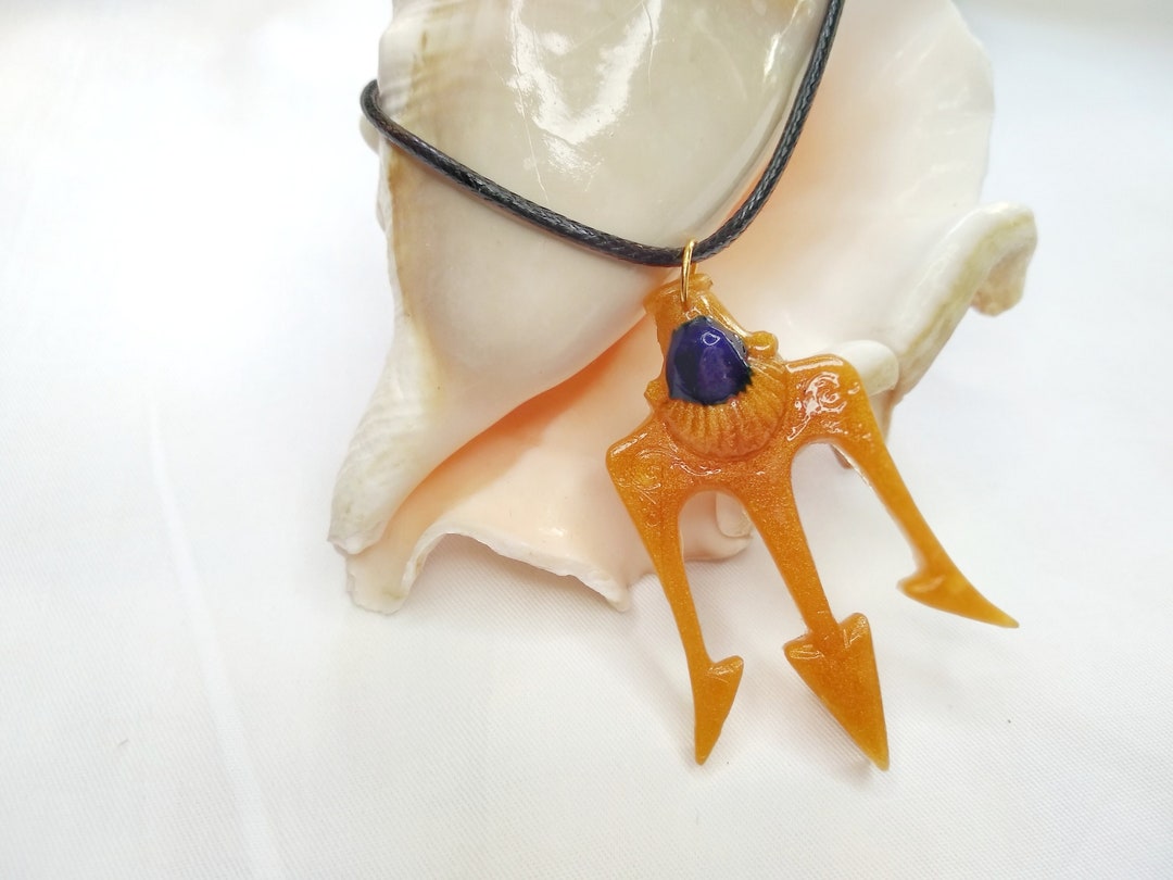 Merman Trident Necklace, Mythological Pendant, Fantasy Resin Pendant ...