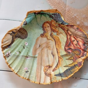 The Birth of Venu Decoupage Clam Shell, Scallop Shell Trinket Dish ...