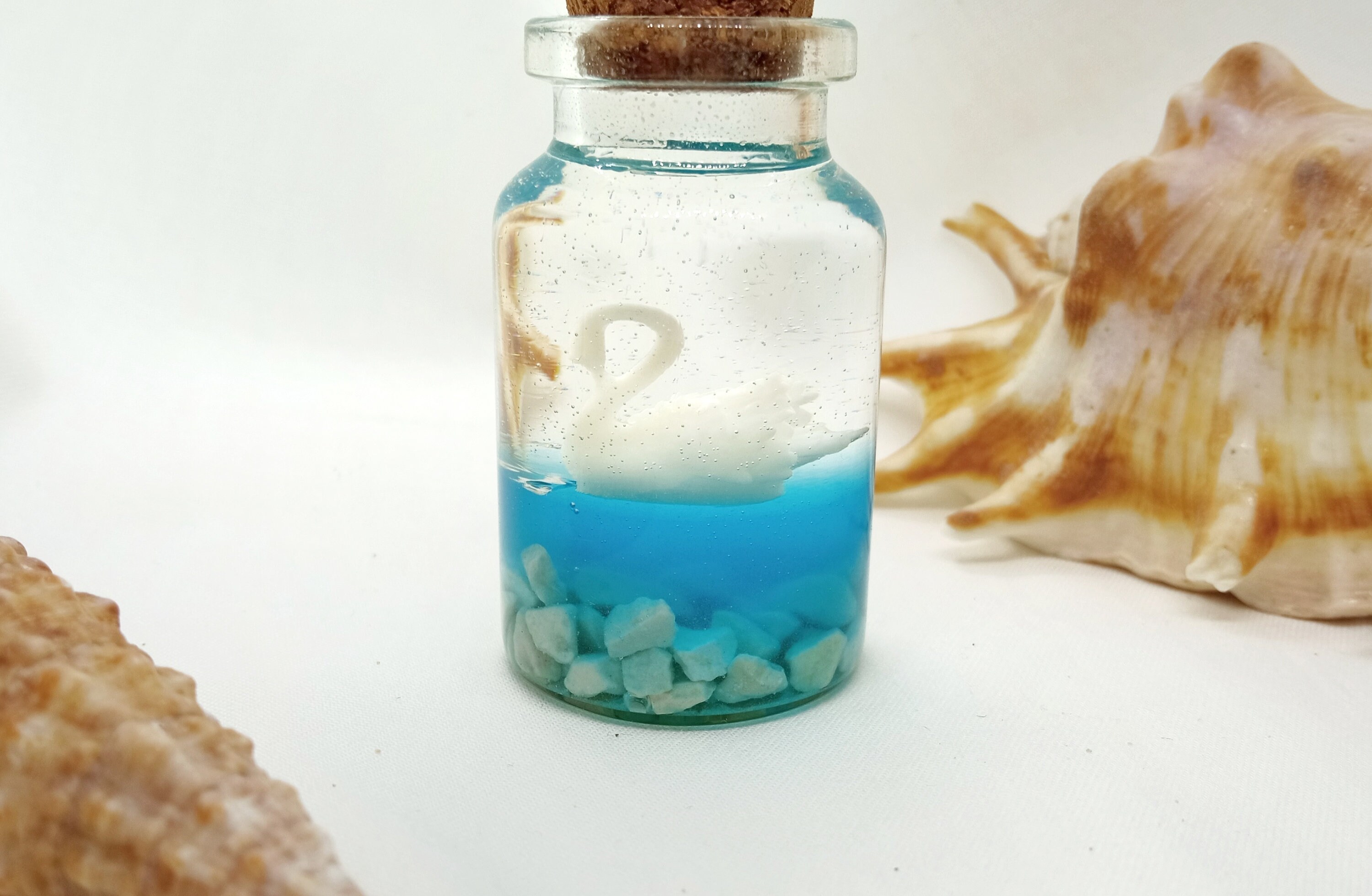 White Swan in a Jar, Ocean Resin Bottle, Nautical Decor, Fluorescent ...