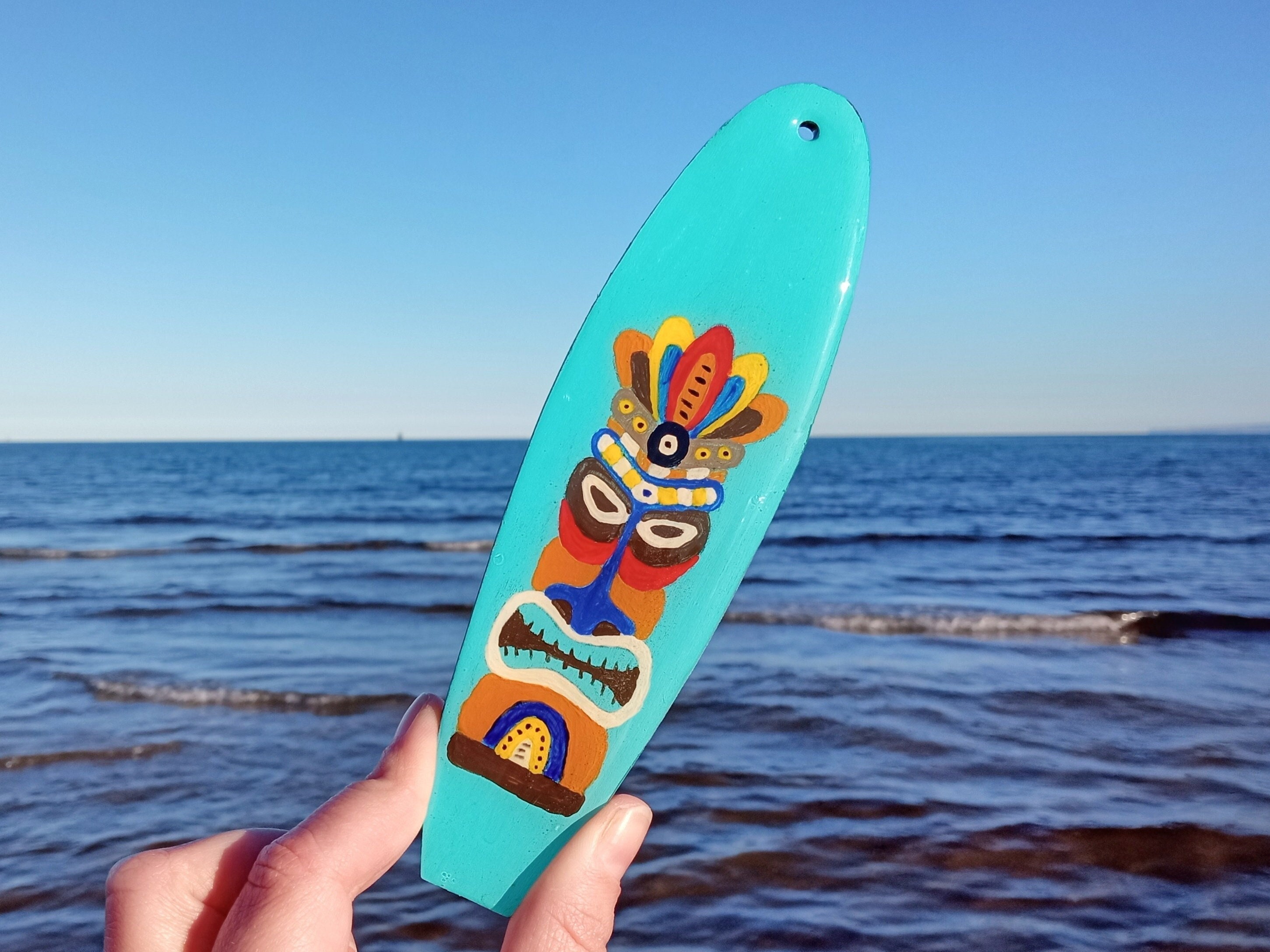 Wooden Tiki Totem Bar Surfboard Decorated With Tiki Idol - Etsy