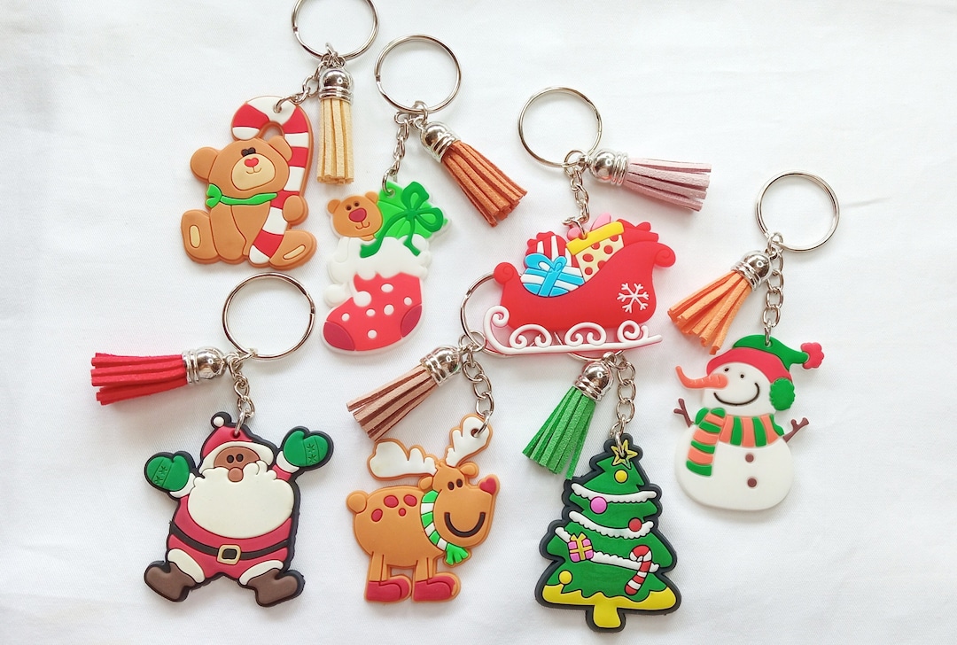 Christmas Keychain, Santa Claus Keyring, Xmas Tree Keychain, Novelty ...