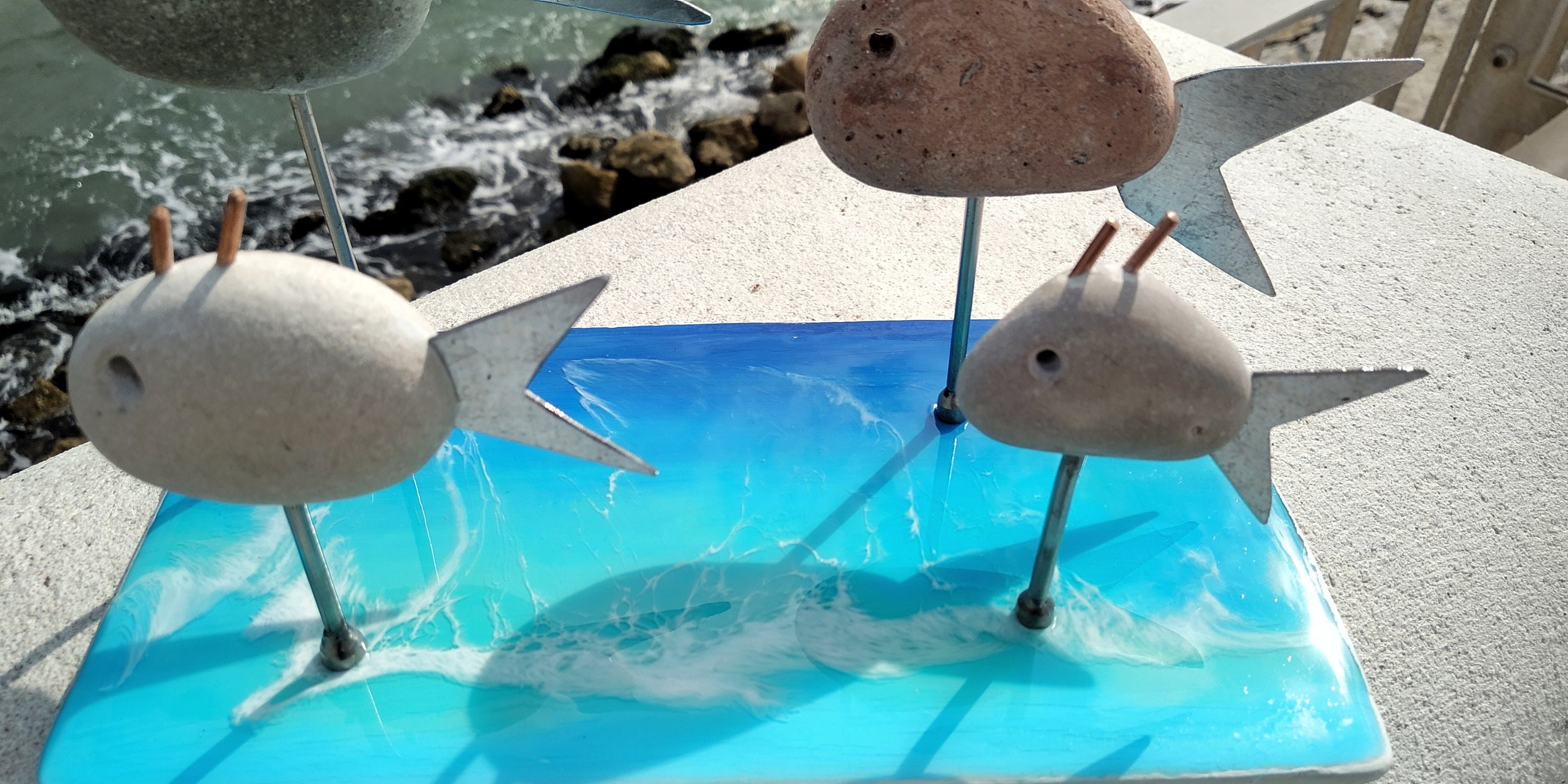 Fish Sculpture, Fish Statue, Stone Fish, Resin Beach, Fish Decor, Ocean ...