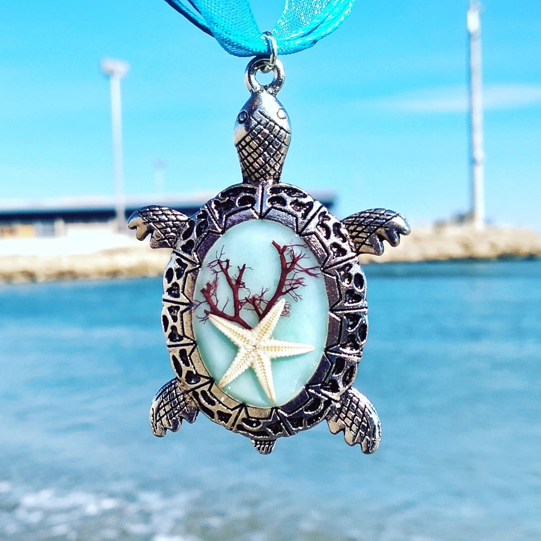 Sea Turtle Jewellery, Turtle Pendant, Starfish Necklace, Resin Jewelry ...