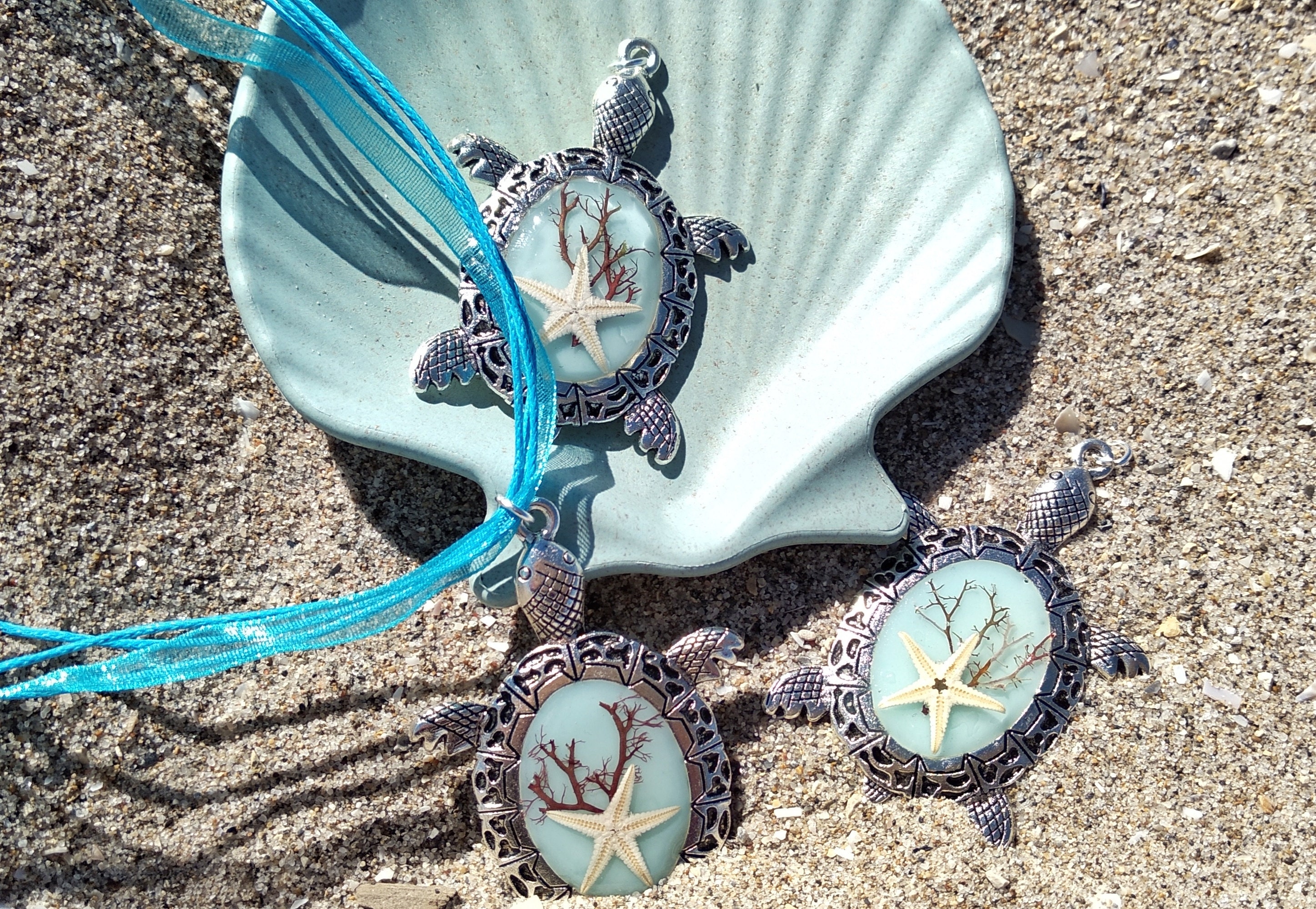 Sea Turtle Jewellery Turtle Pendant Starfish necklace Resin | Etsy