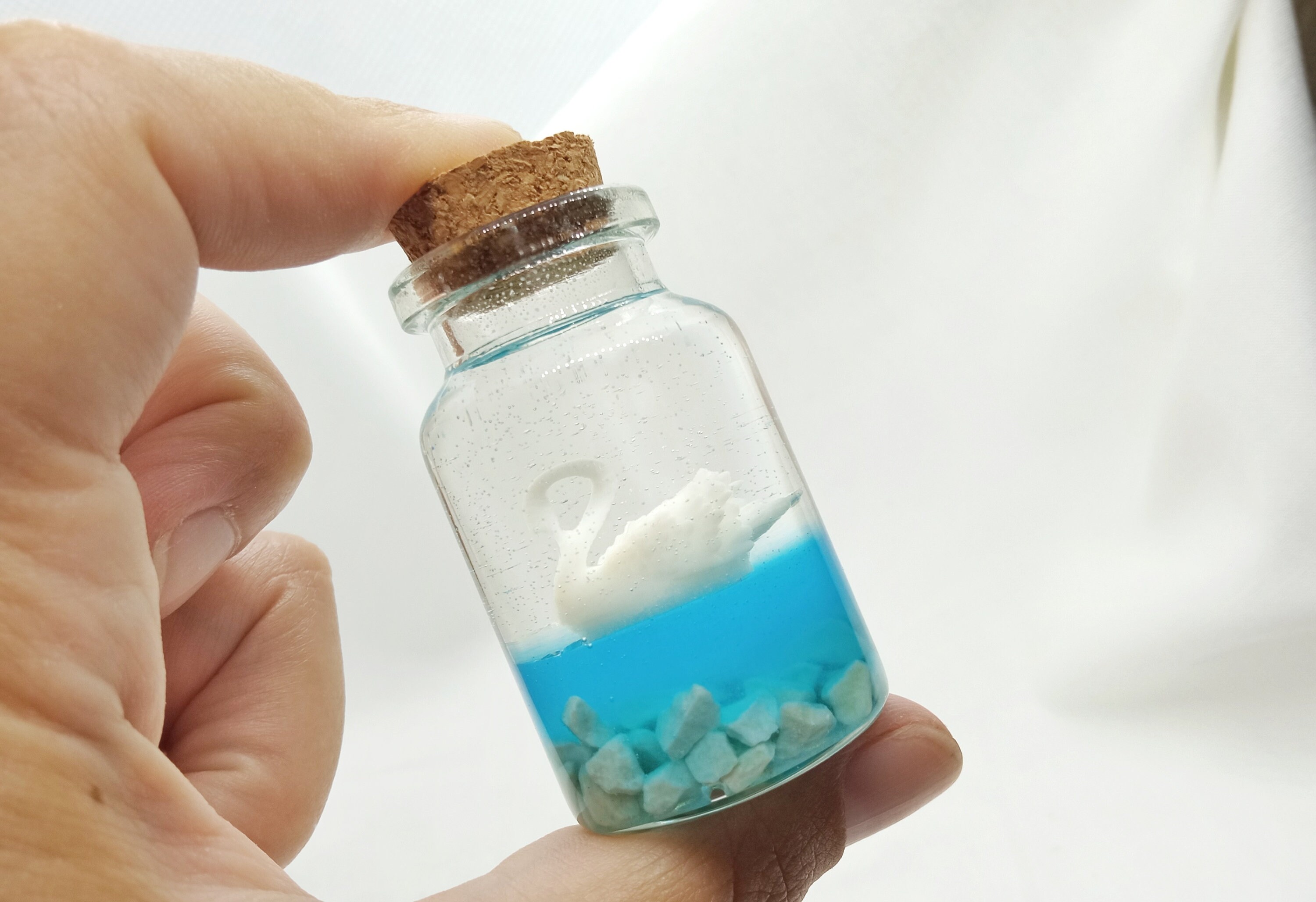 White Swan in a Jar, Ocean Resin Bottle, Nautical Decor, Fluorescent ...