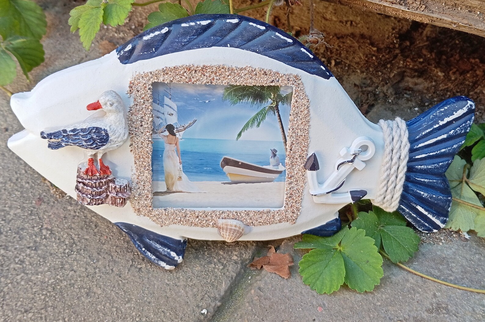 Fish Photo Frame, Seaside Decoration With Seagull, Nautical Picture ...