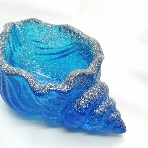 Resin Seashell Dish Shell Trinket Dish Blue Ocean Decor - Etsy