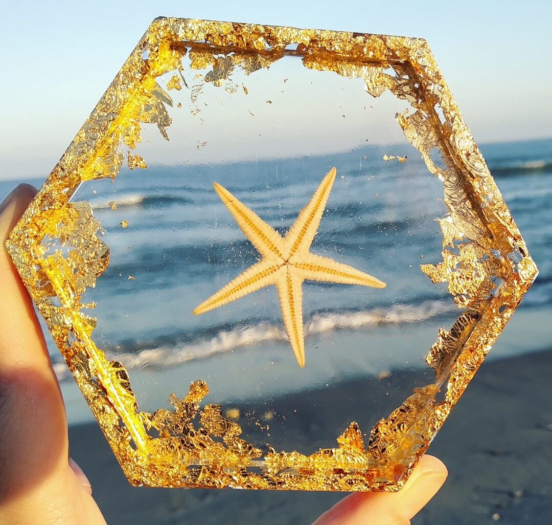 Starfish Resin Plate, Gold Leaf Plate, Ring Tray, Ocean Bowl, Jewelry ...