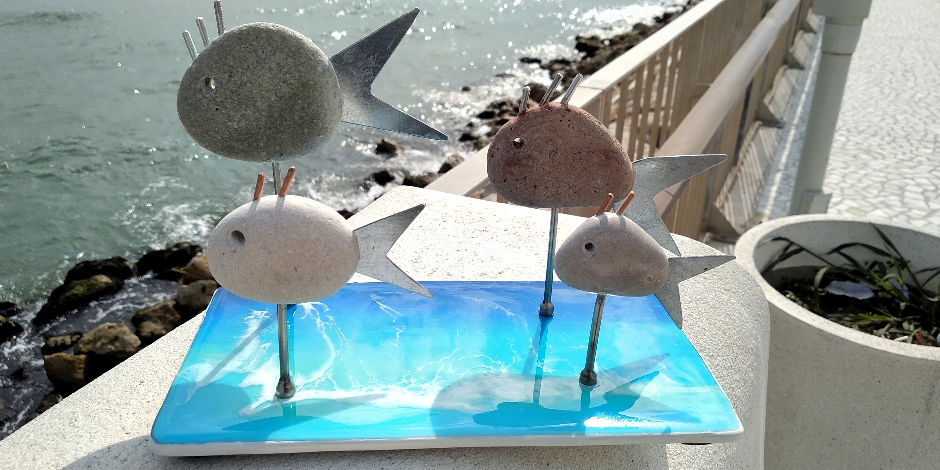 Fish Sculpture, Fish Statue, Stone Fish, Resin Beach, Fish Decor, Ocean ...