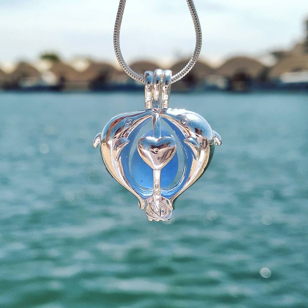 Seaglass Dolphin Necklace, Dolphin Lover Jewelry, Animal Pendant for ...