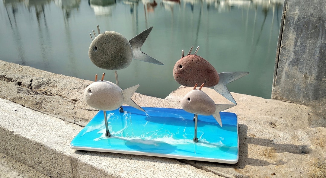 Fish Sculpture, Fish Statue, Stone Fish, Resin Beach, Fish Decor, Ocean ...