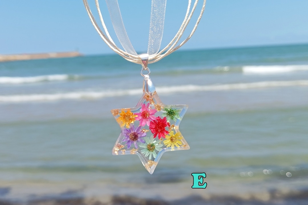 Dried Flowers Magen David Necklace, Star of David Pendant, Jewish ...