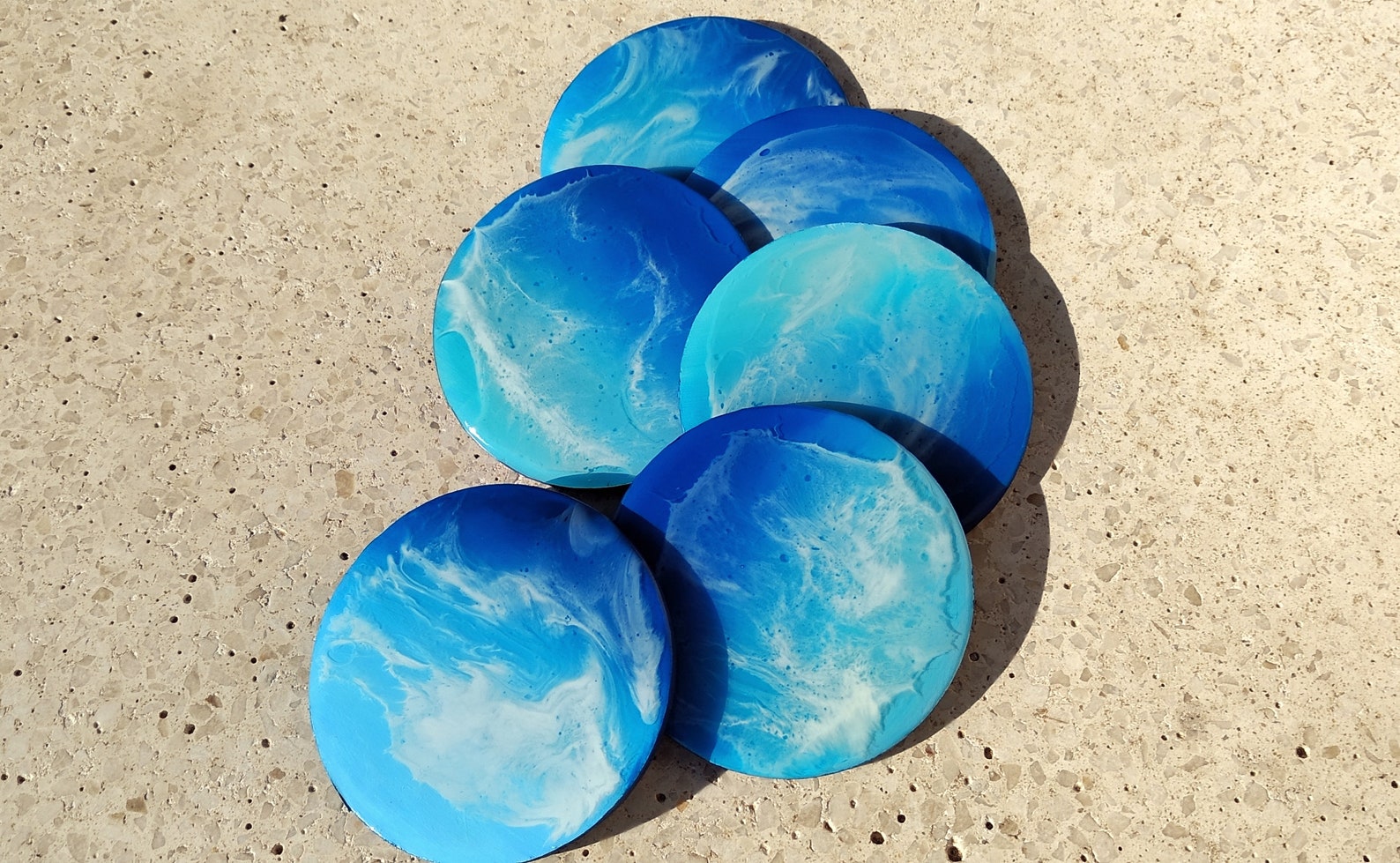 Set of 6 Resin Coasters Beach Coaster, Ocean Wave Art, Ocean Coaster ...