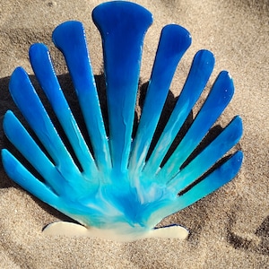 Wooden Shell, Wooden Scallop, Resin Wood Art, Beach House Decor, Ocean ...
