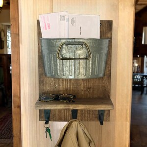 Farmhouse Mail Holder No. 702 - With Key/coat Hooks - Galvanized Half ...