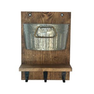 Farmhouse Mail Holder No. 702 - With Key/coat Hooks - Galvanized Half ...