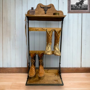 Farmhouse Cowboy Boot and Belt Rack No. 90- Cowboy Boot Rack - Western ...