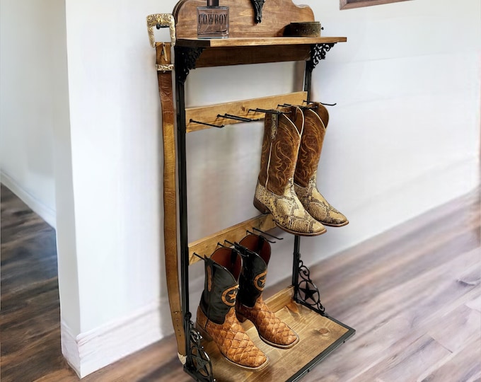 Farmhouse Cowboy Boot and Belt Rack No. 90- Cowboy Boot Rack - Western ...