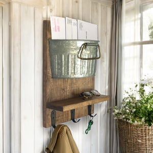Farmhouse Mail Holder No. 702 - With Key/coat Hooks - Galvanized Half ...