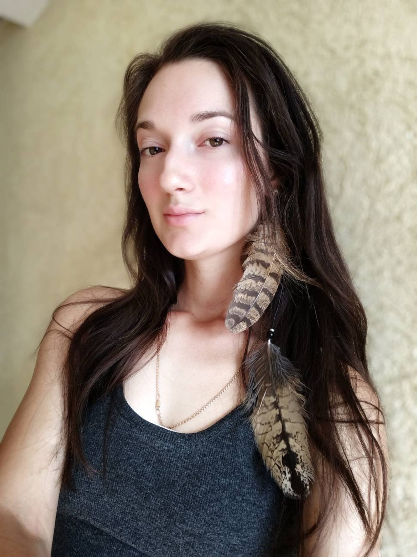 Feather Clip With Natural Feathers of Live Eagle Owl, Hair Accessories ...