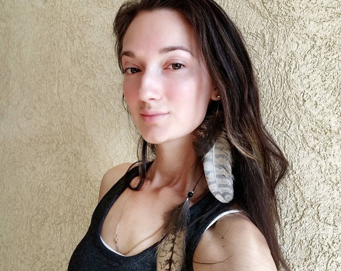 Feather Clip With Natural Feathers of Live Eagle Owl, Hair Accessories, Feather for Hair,boho ...