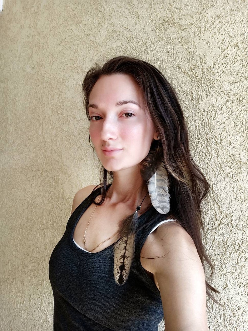 Feather Clip With Natural Feathers of Live Eagle Owl, Hair Accessories ...