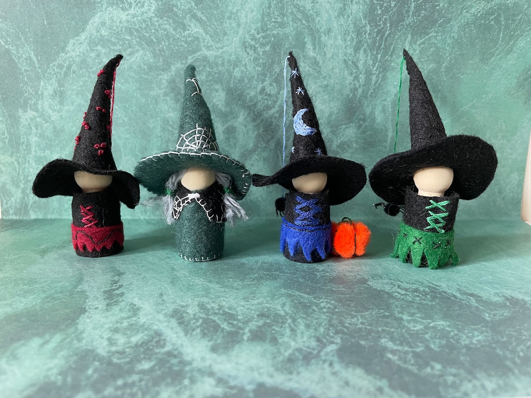 Peg Doll Witches Made With Felt and Hand Embroidered. - Etsy UK