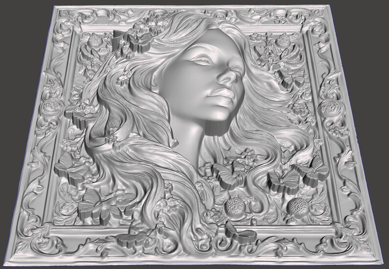 Girl Face in a Frame With Butterflies and Flowers - Etsy