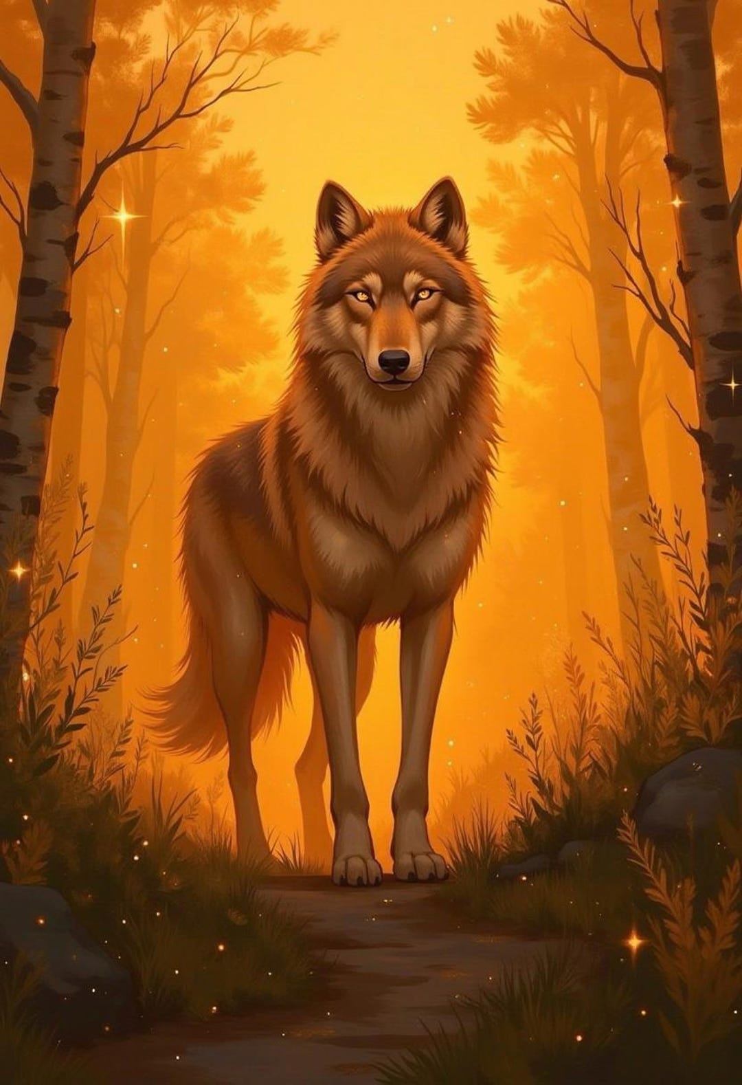 Wolf Along the Path - Etsy