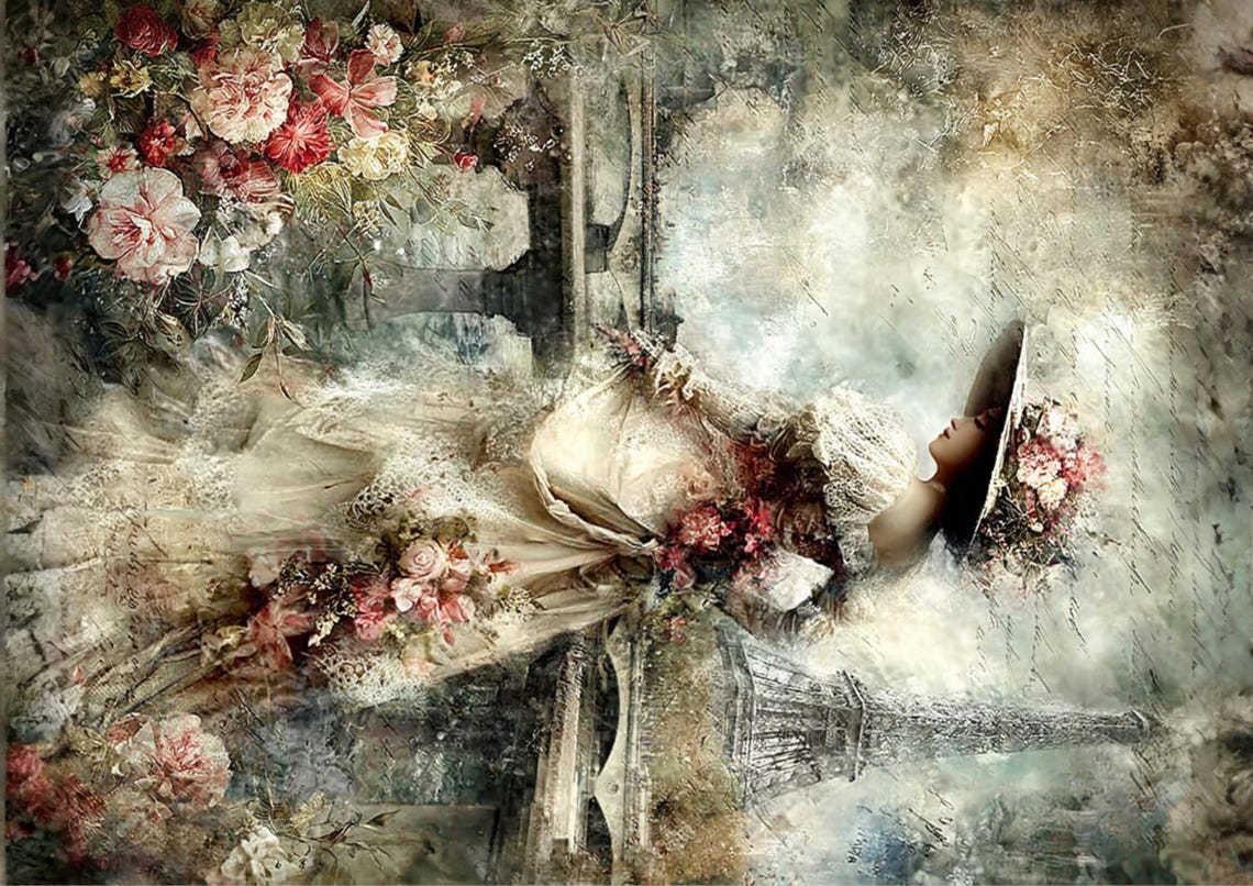 Fleurs De Paris Decoupage Paper (custom Sizes Available) - Etsy