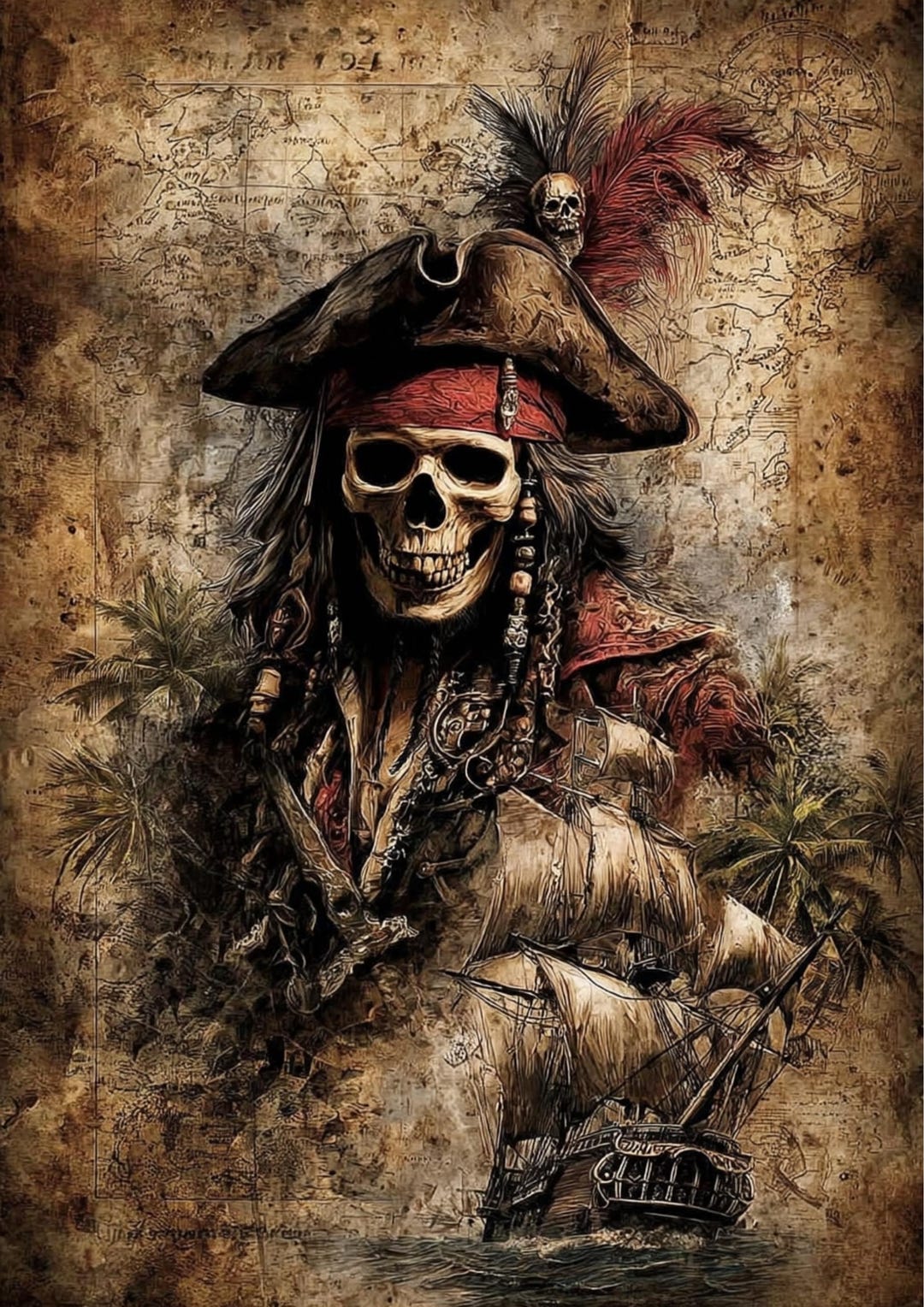 The Bone Buccaneer Decoupage Paper (custom Sizes Available) - Etsy