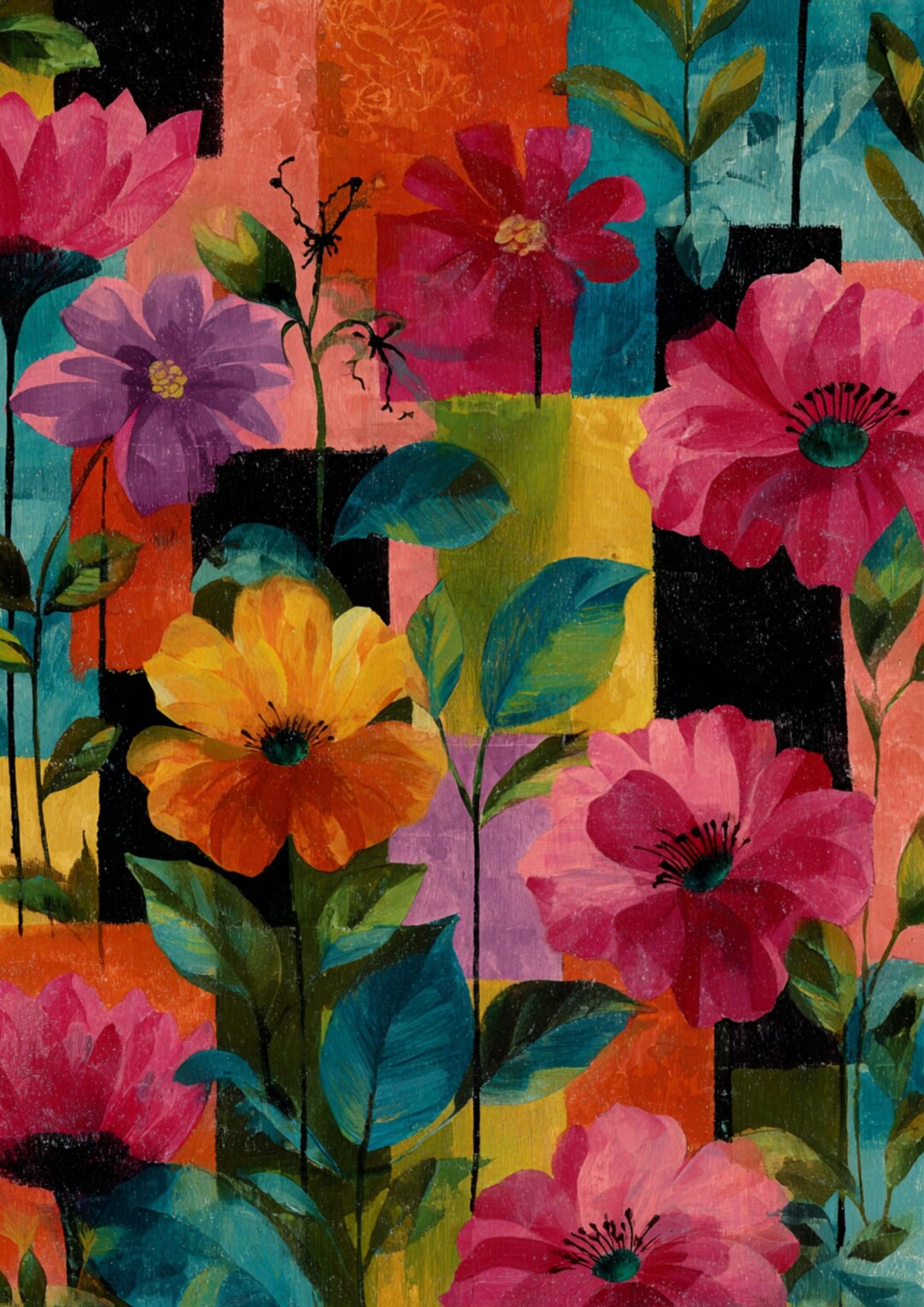 Abstract Bloomscape Decoupage Paper (custom Sizes Available) - Etsy