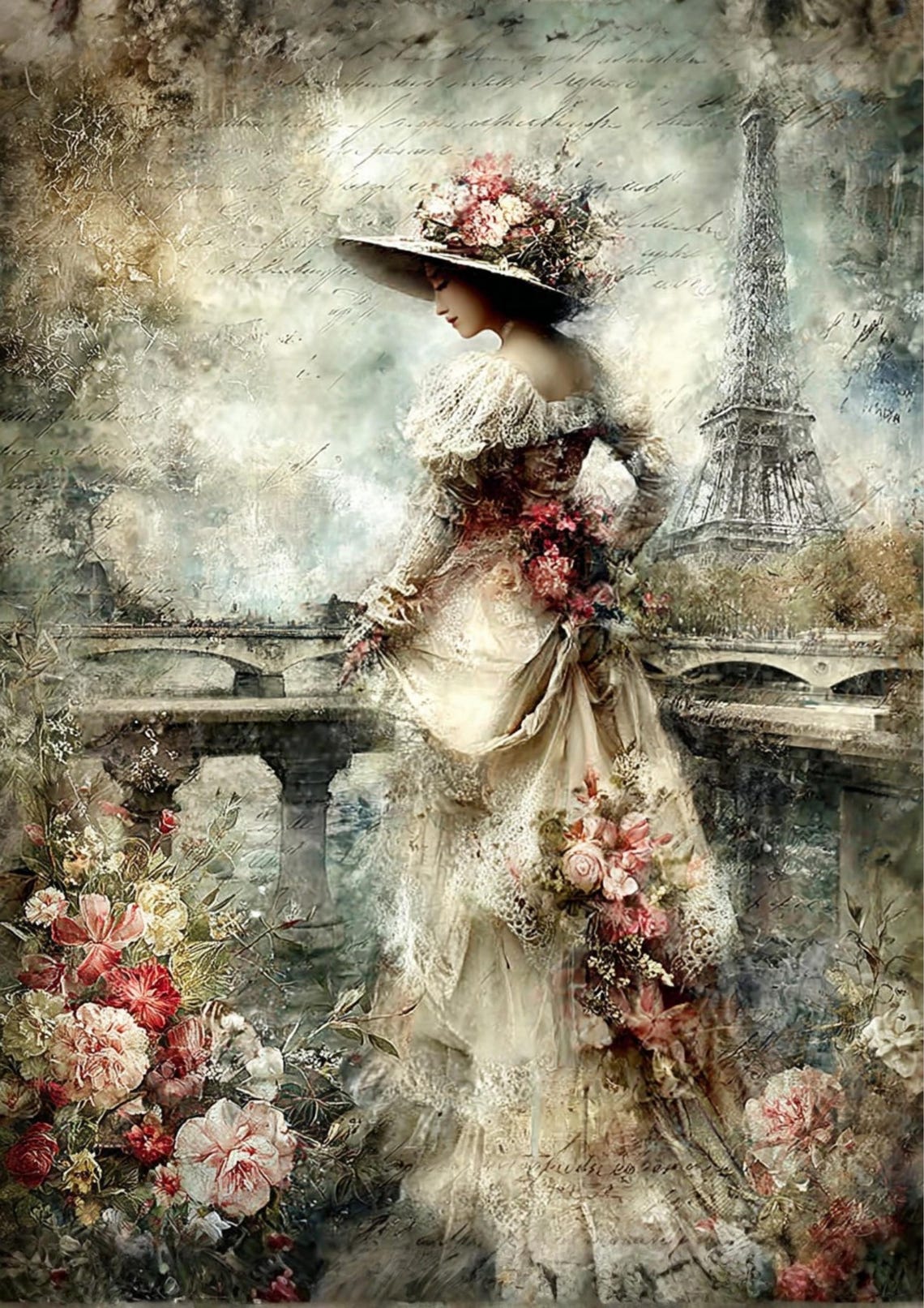 Fleurs De Paris Decoupage Paper (custom Sizes Available) - Etsy