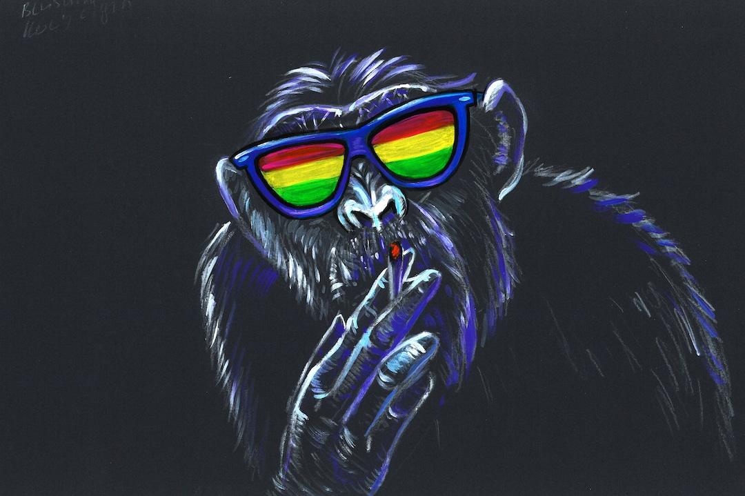 Monkey With Cigarette,smoking Monkey,digital Cannabis Monkey,freaky ...