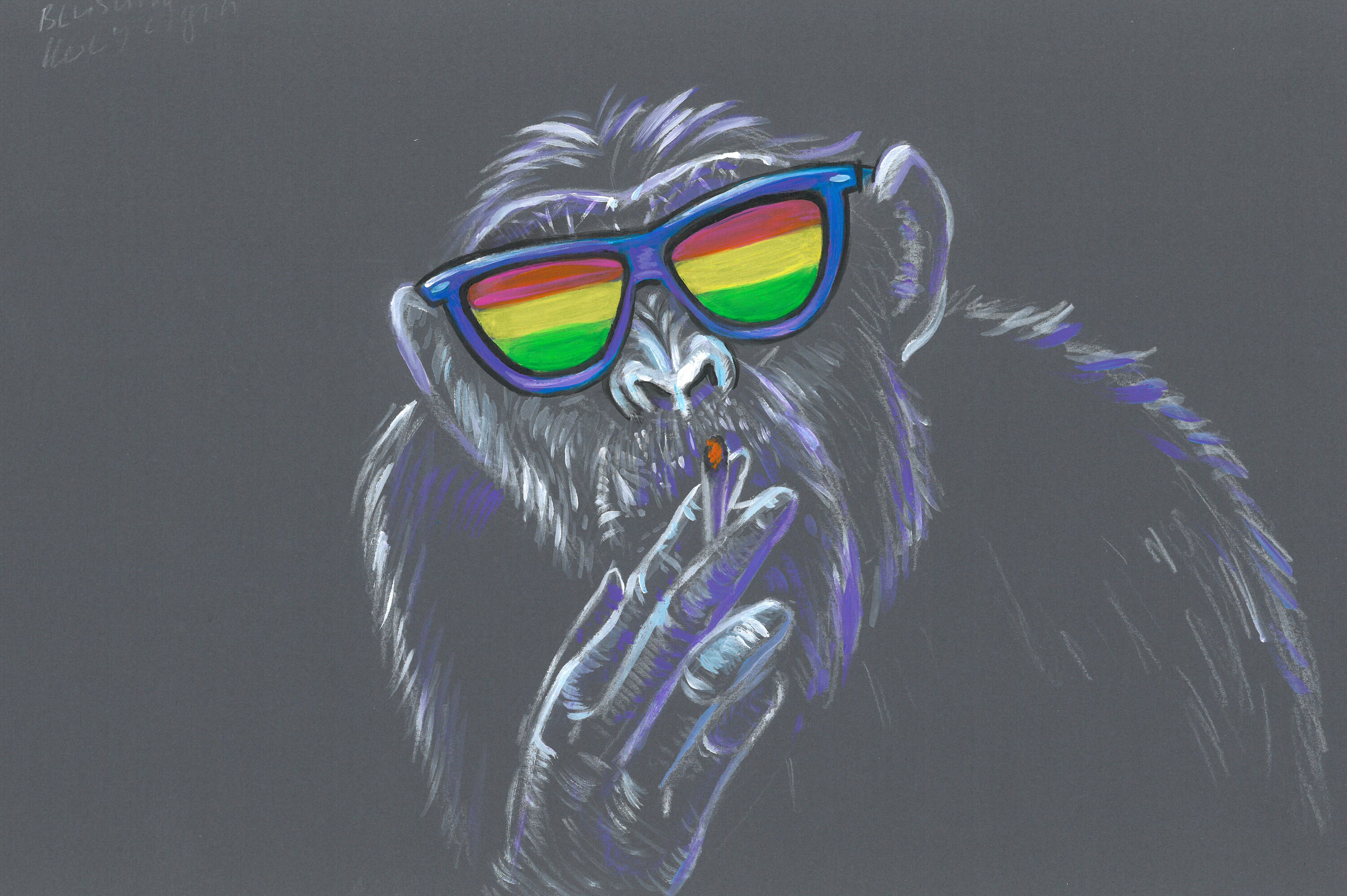 Monkey With Cigarette,smoking Monkey,digital Cannabis Monkey,freaky ...
