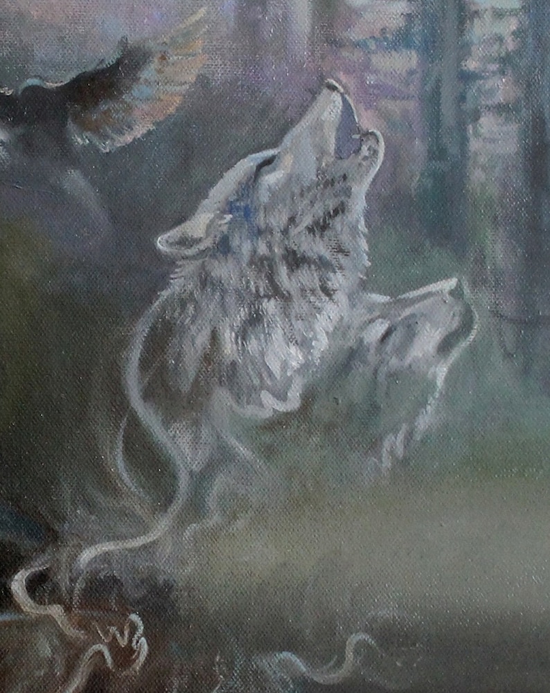 Shaman Oil Painting, Meditation of Shaman With Animals, Animal Spirit ...